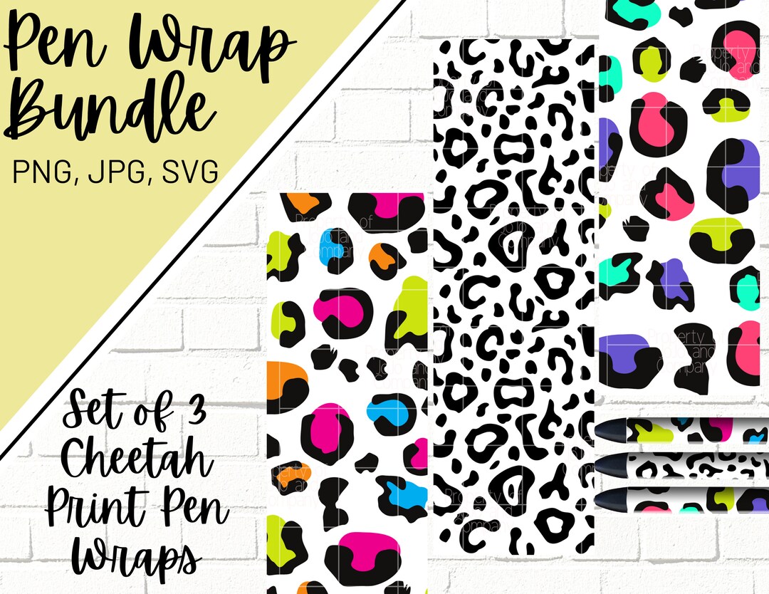 Cheetah Print Pen Wrap, Cheetah Pen Wrap, Glitter Pen Wrap, Animal ...