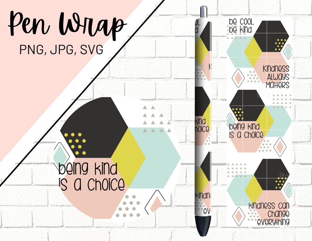 Be Kind Pen Wrap, Kindness Pen Wrap, Inspirational Pen Wrap, Glitter ...