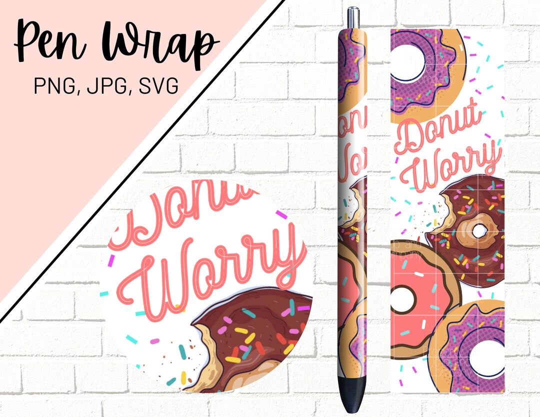 Donut Pen Wrap, Donut Lover Pen Wrap, Foodie Pen Wrap, Glitter Pen Wrap ...