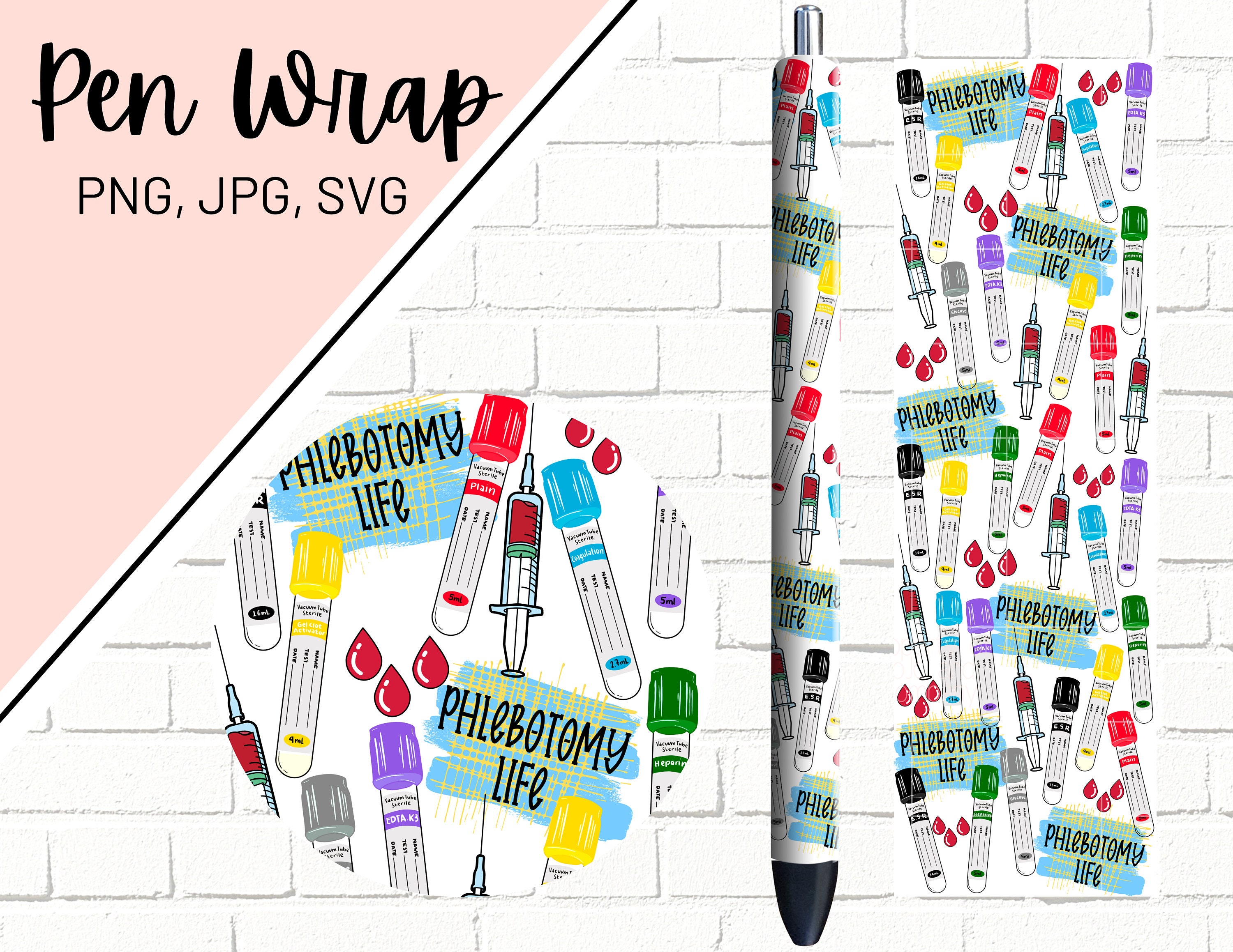 Phlebotomy Pen Wrap Medical Assistant Pen Wrap Laboratory - Etsy