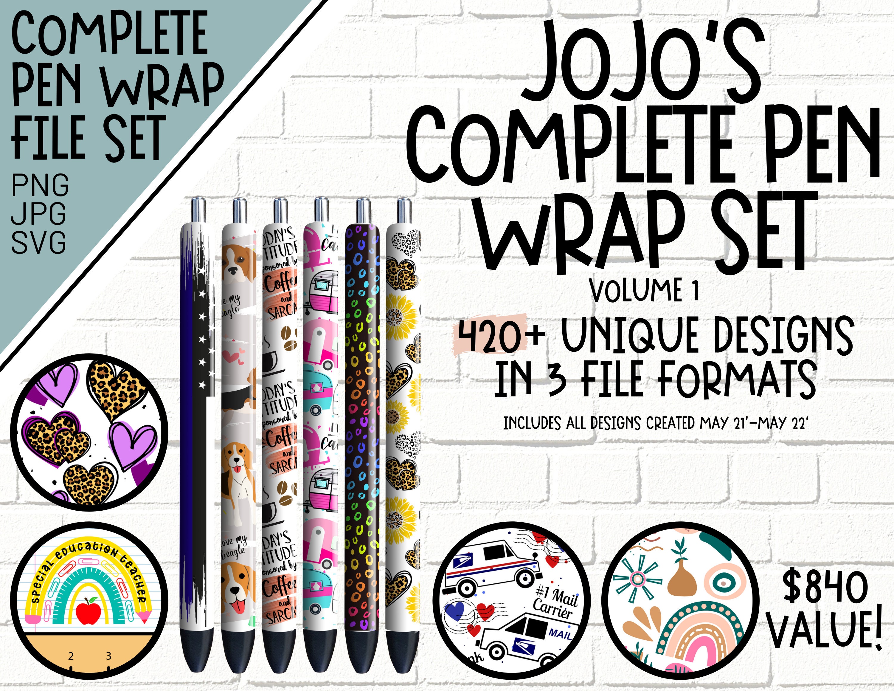Pen Wrap Bundle Pen Wrap Design Glitter Pen Wrap Pen Wraps - Etsy