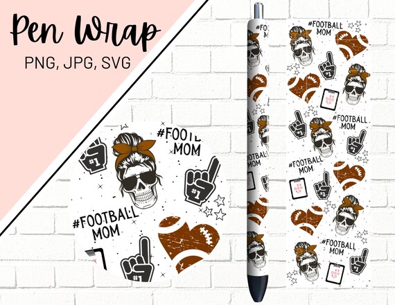 Football Mom Pen Wrap Football Pen Wrap Glitter Pen Wrap - Etsy