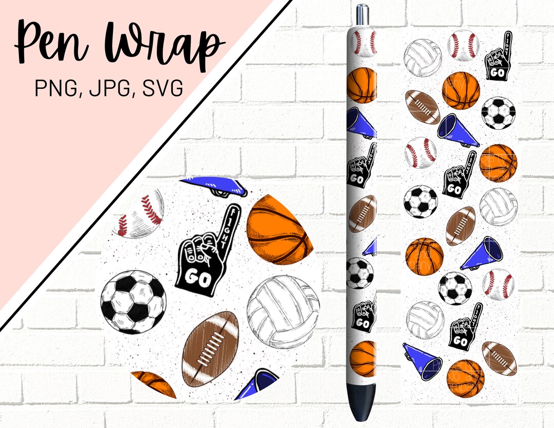 Sports Pen Wrap, Soccer Pen Wrap, Sports Mom Pen Wrap, Football Pen ...