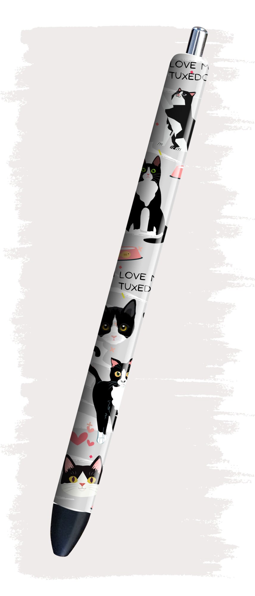Tuxedo Cat Pen Wrap Cat Pen Wrap Glitter Pen Wraps Cat - Etsy