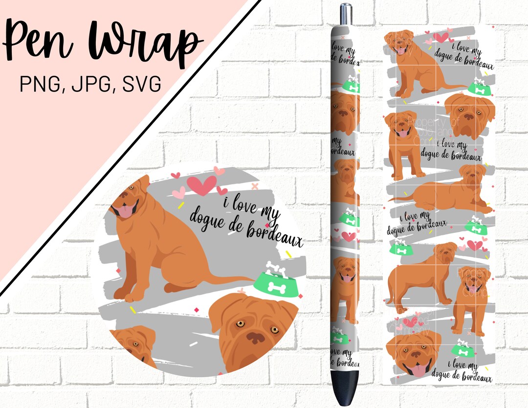 Dog Pen Wraps, Dogue De Bordeaux Pen Wrap, Glitter Pen Wrap, Mastiff ...