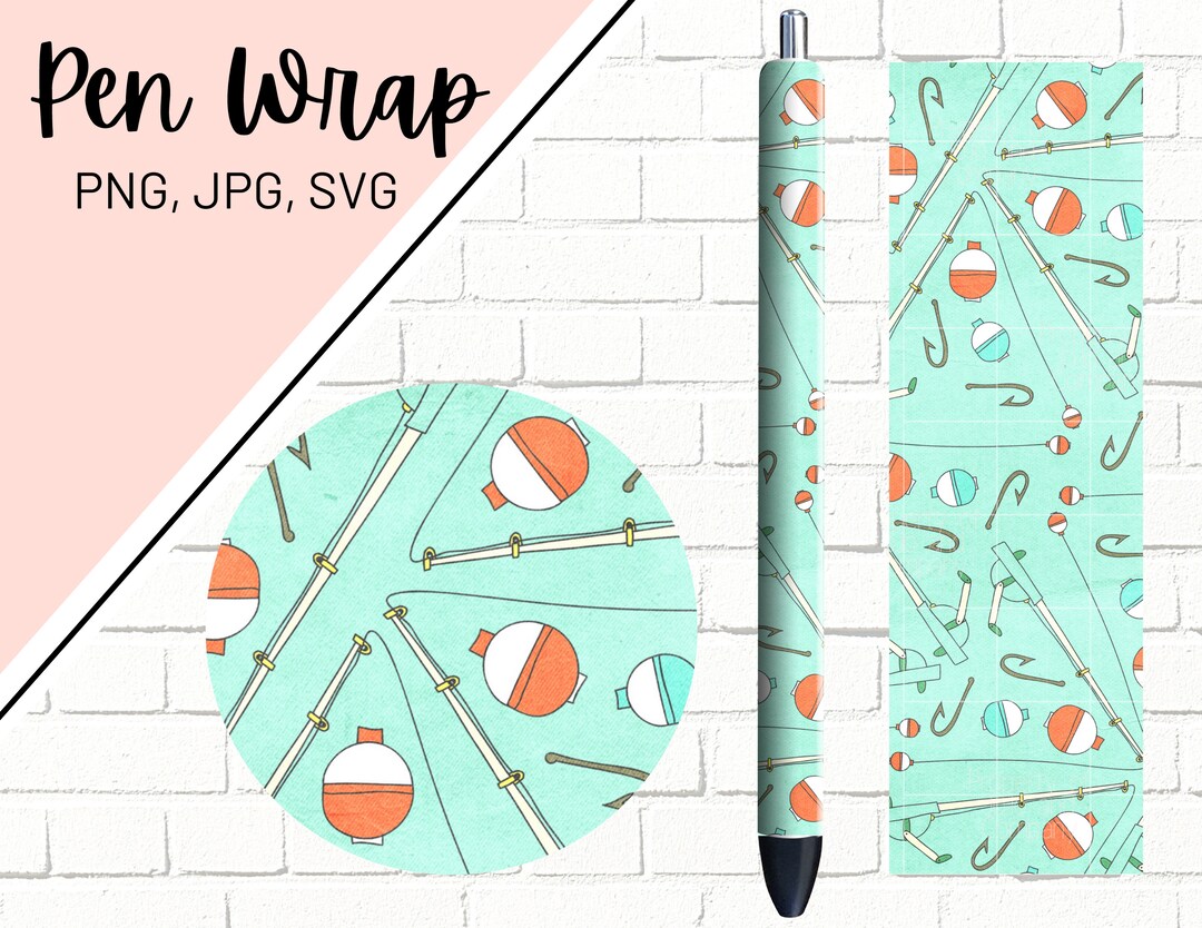 Fishing Pen Wrap, Fish Pen Wrap, Glitter Pen Wraps, Pen Wraps for Guys ...