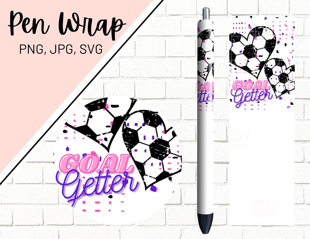 Soccer Pen Wrap, Sports Pen Wrap, Glitter Pen Wraps, Soccer Mom Pen ...