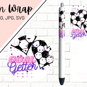 Soccer Pen Wrap, Sports Pen Wrap, Glitter Pen Wraps, Soccer Mom Pen ...