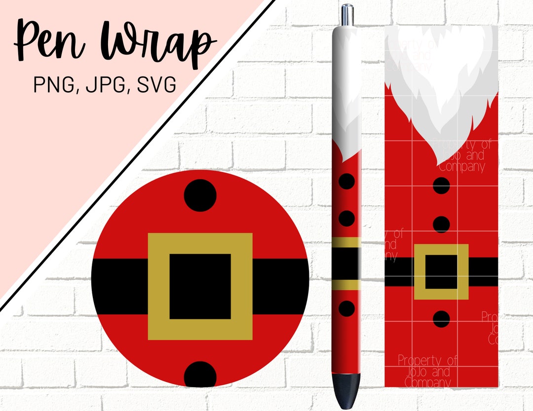 Christmas Pen Wraps, Santa Pen Wrap, Holiday Pen Wraps, Santa Suit Pen ...