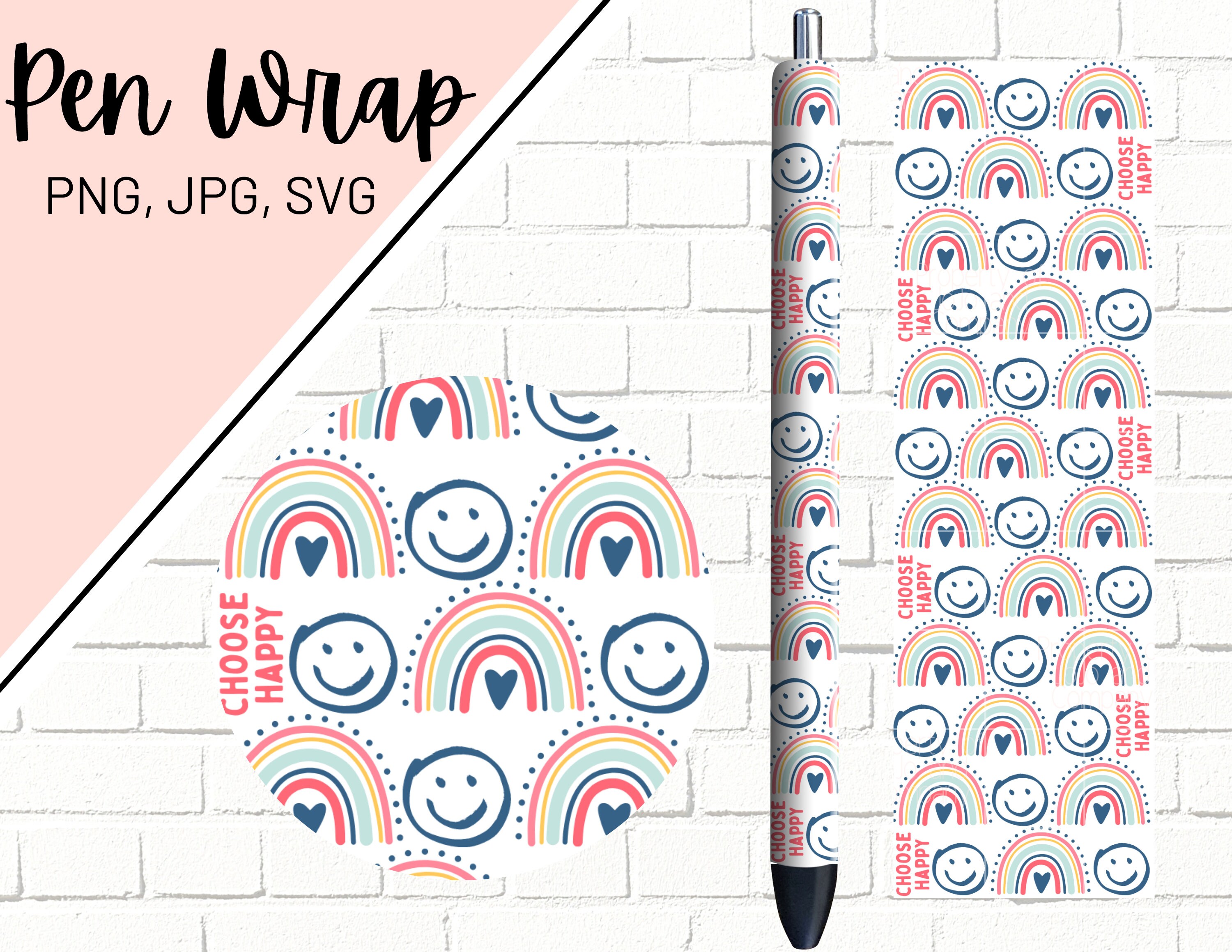 Rainbow Pen Wrap Happy Face Pen Wrap Smile Pen Wrap Pop Art - Etsy