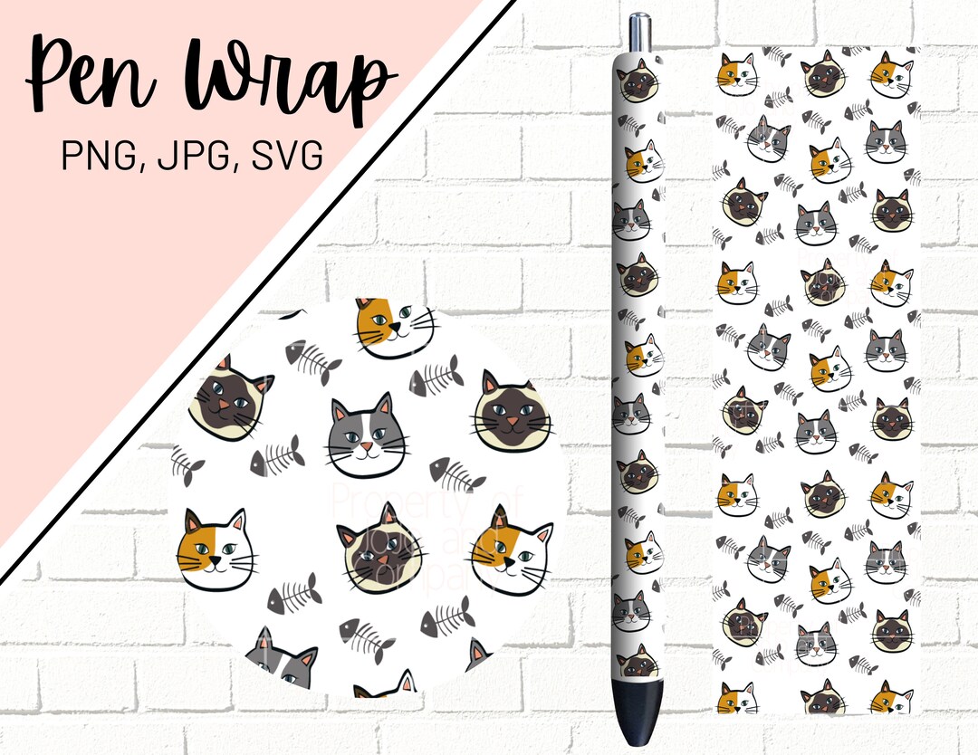 Cat Pen Wrap, Kitten Pen Wrap, Animal Pen Wrap, Epoxy Pen Wrap, Pen ...