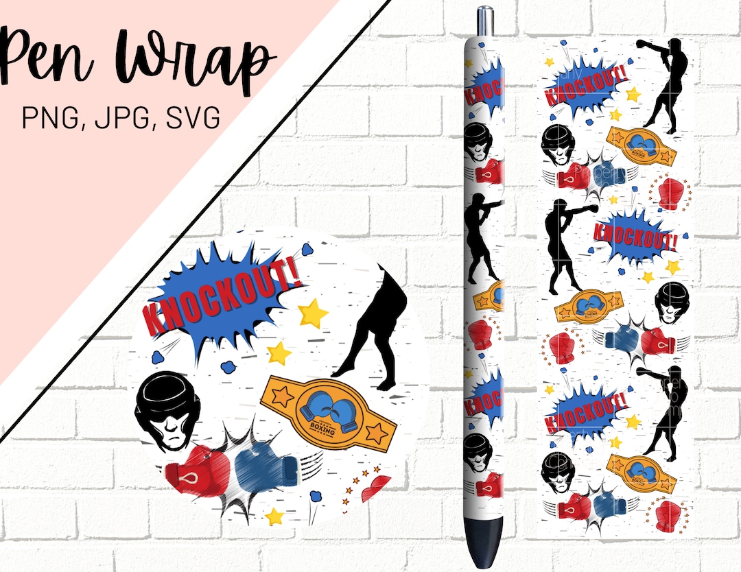 Boxing Pen Wrap, Knockout Pen Wrap, Glitter Pen Wraps, Pen Wrap for ...