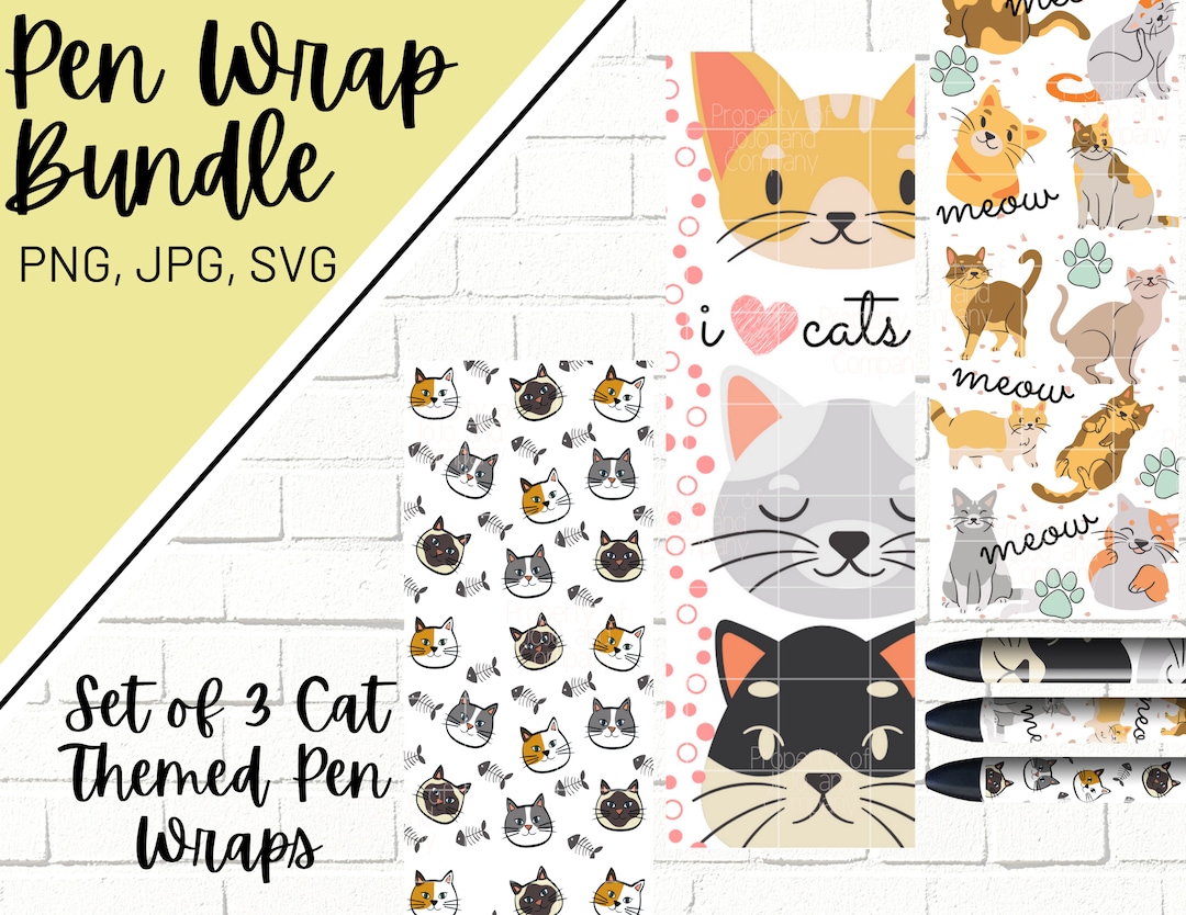 Cat Pen Wraps, Cat Pen Wrap, Pen Wrap Bundle, Kitten Pen Wrap, Epoxy ...