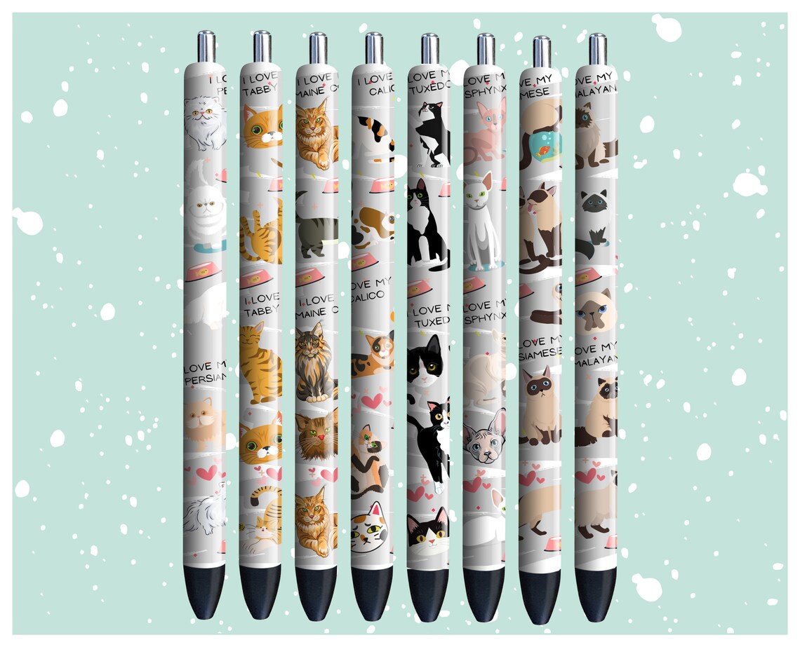 Pen Wrap Bundle, Cat Pen Wrap, Calico Cat Pen Wrap, Siamese Cat Pen ...