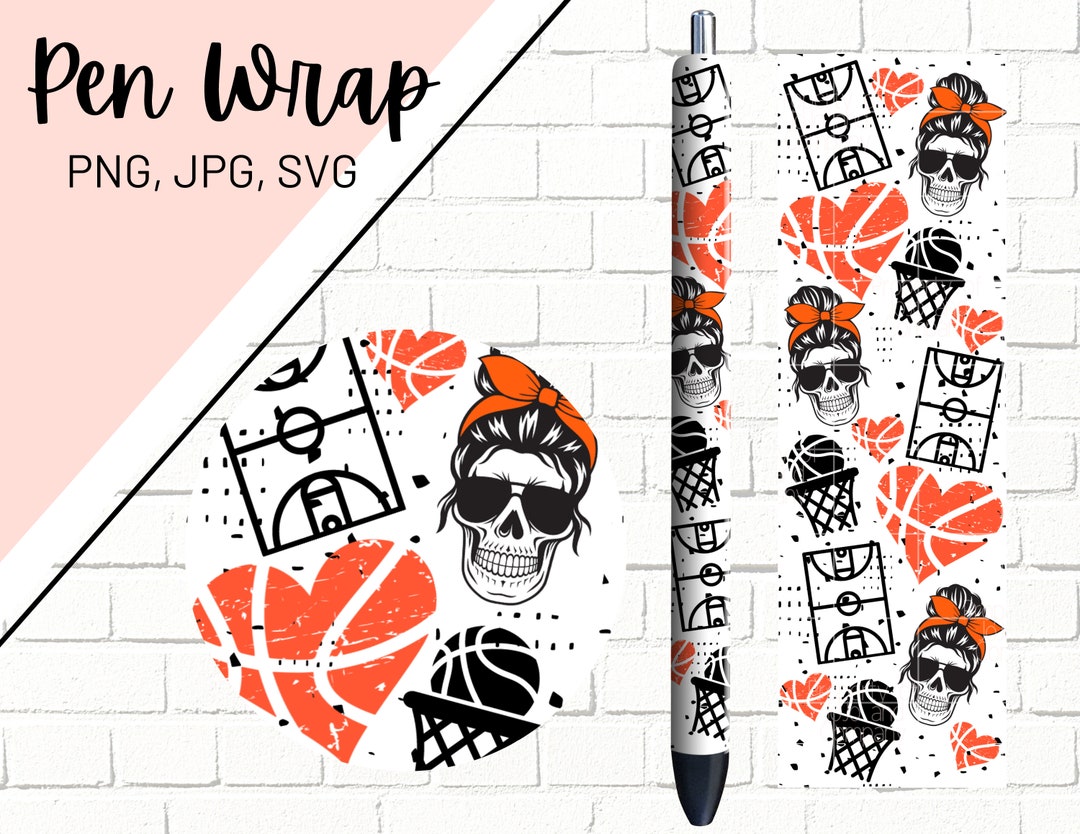 Basketball Pen Wrap, Sports Pen Wrap, Glitter Pen Wraps, Cute Pen Wrap ...