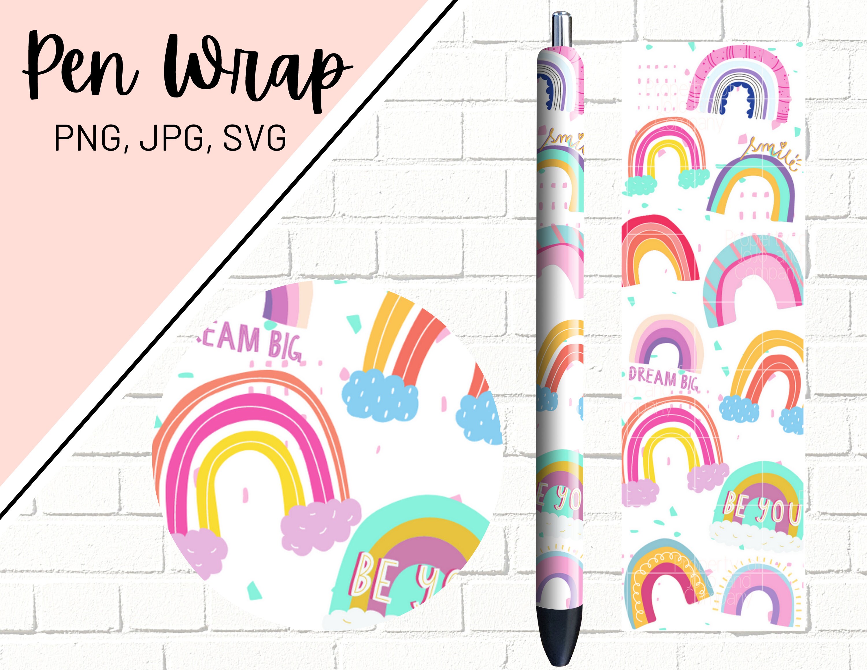 Rainbow Pen Wrap Inspirational Pen Wrap Glitter Pen Wraps - Etsy