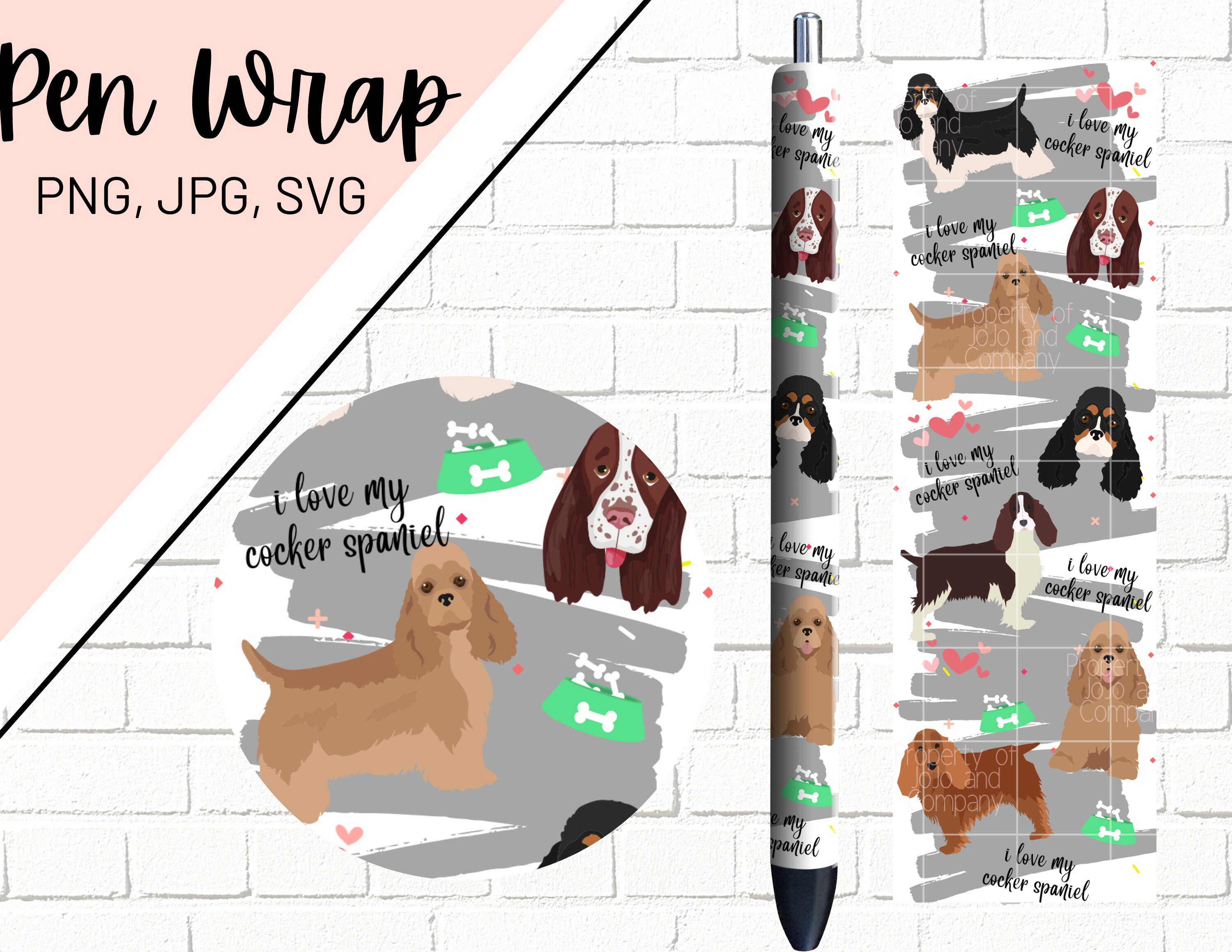 Cocker Spaniel Pen Wrap Puppy Pen Wrap Glitter Pen Wraps | Etsy