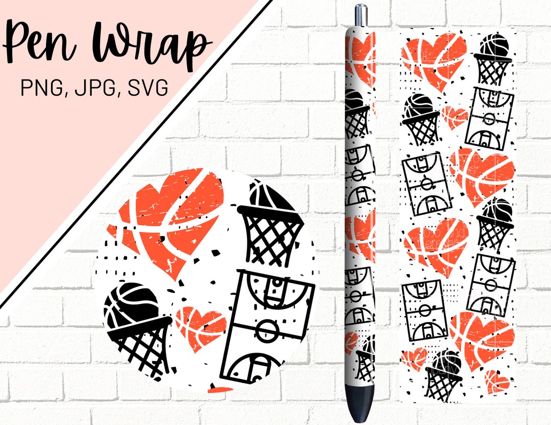 Basketball Pen Wrap, Sports Pen Wrap, Glitter Pen Wraps, Cute Pen Wrap ...