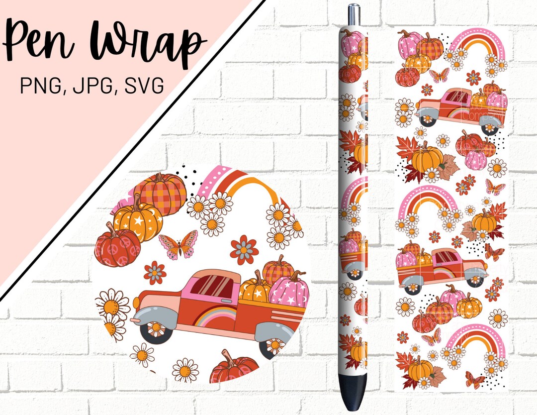 Fall Pen Wrap, Pumpkin Pen Wrap, Autumn Pen Wrap, Harvest Pen Wrap ...