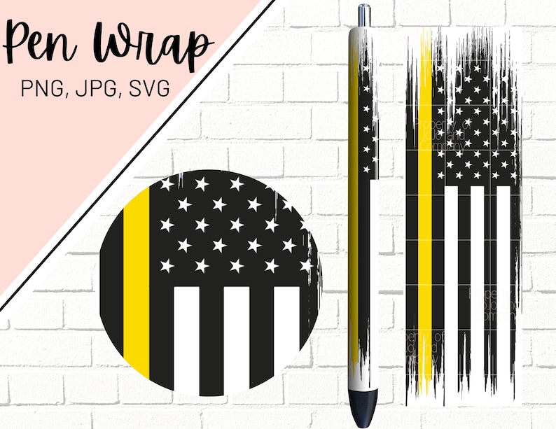 Dispatcher Pen Wraps, Yellow Line Pen Wrap, Dispatch Pen Wrap, EMS Pen ...