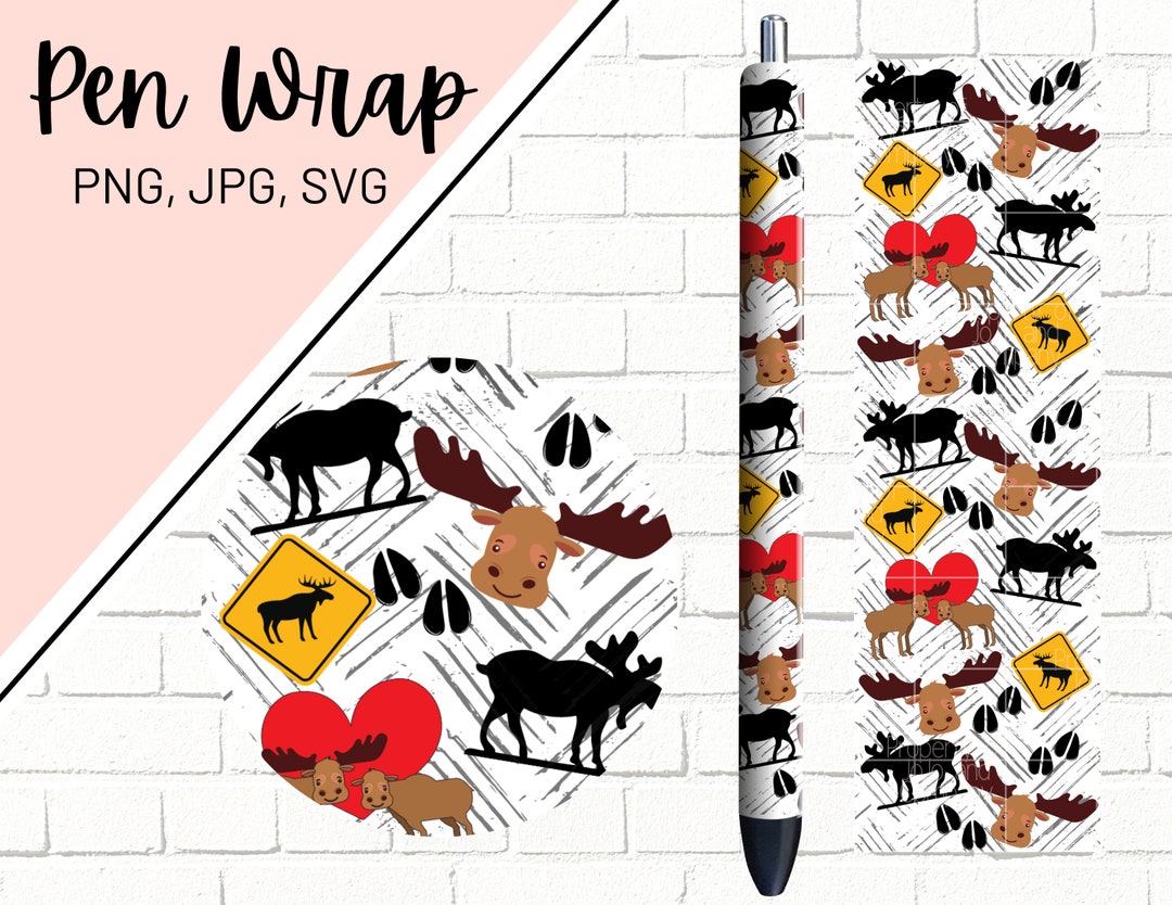 Moose Pen Wrap, Forest Animal Pen Wrap, Glitter Pen Wraps, Fun Pen Wrap ...