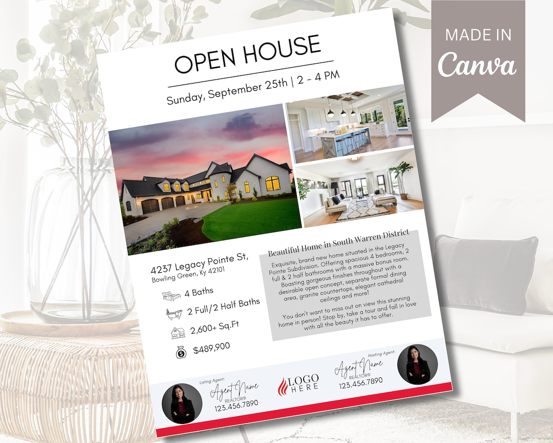 Two Agent Open House Flyer | Real Estate Open House Flyer Template ...