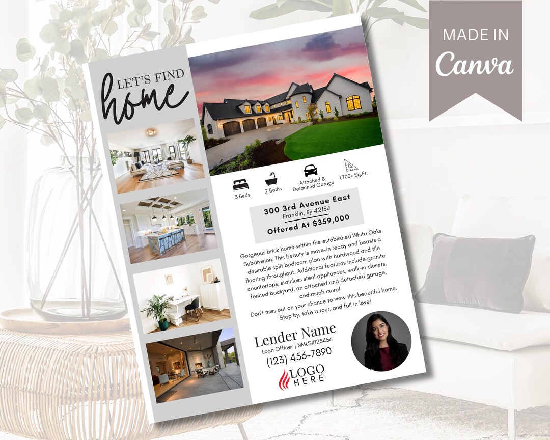 Mortgage Lender Flyer Template | Real Estate Marketing (editable Canva ...