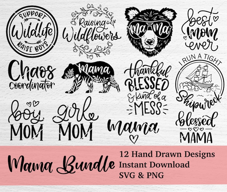 Mama Bundle SVG PNG Mama Bear Bundle Mom SVG Bundle Mama - Etsy