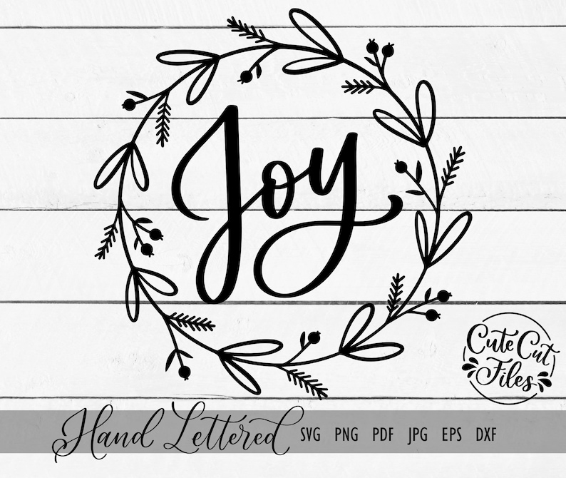 Joy Wreath SVG PNG DXF Joy Christmas Ornament Svg Joy Png - Etsy