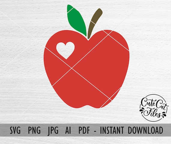 Apple With Heart SVG PNG AI Apple Clipart Apple Cut File - Etsy