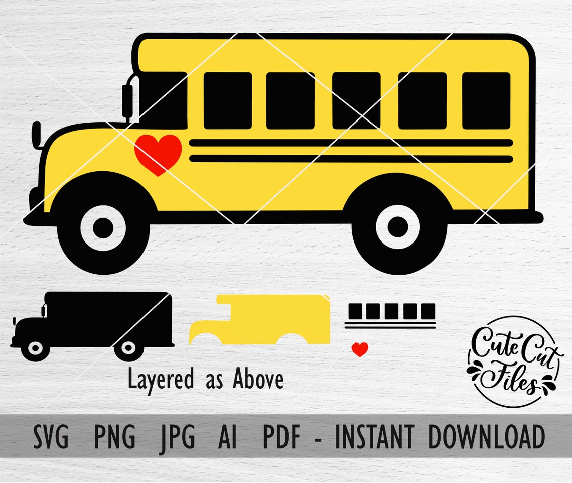School Bus SVG PNG AI School Clipart School Bus Cut File | Etsy UK