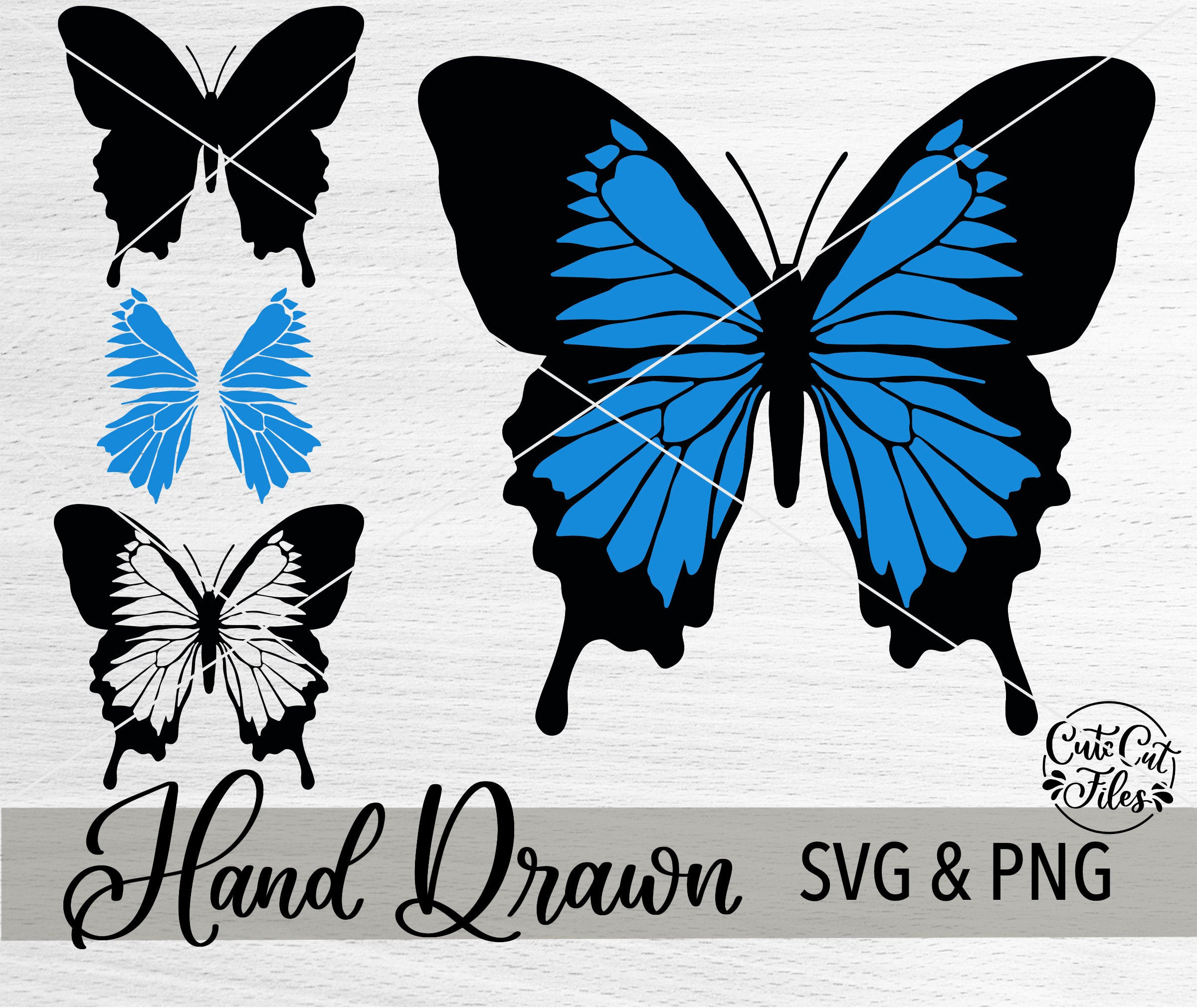 Blue Butterfly SVG | Layered Butterfly Clipart, Cut File (digital ...