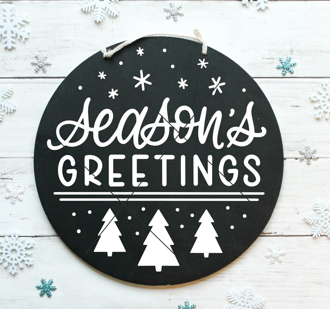Season's Greetings Round SVG PNG DXF | Christmas Svg | Round Christmas ...