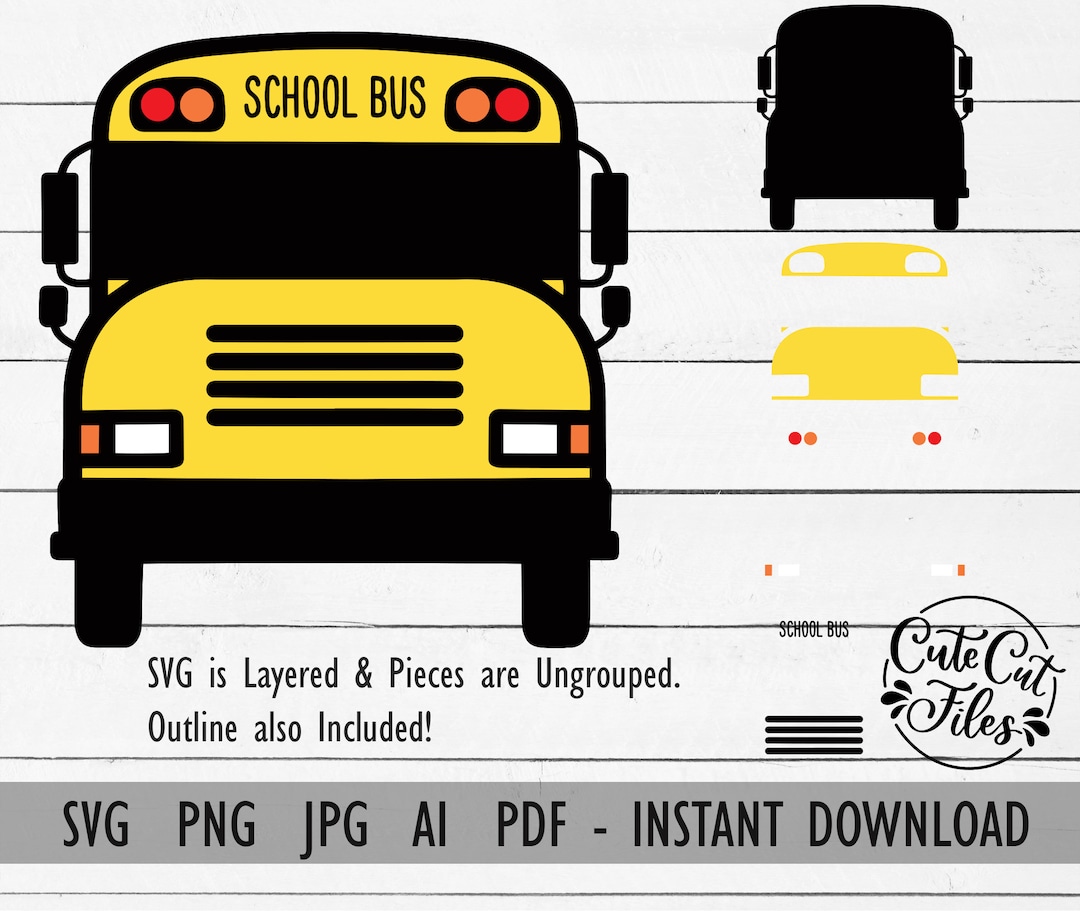 School Bus SVG PNG | School Bus Clipart | Front of School Bus | Yellow ...