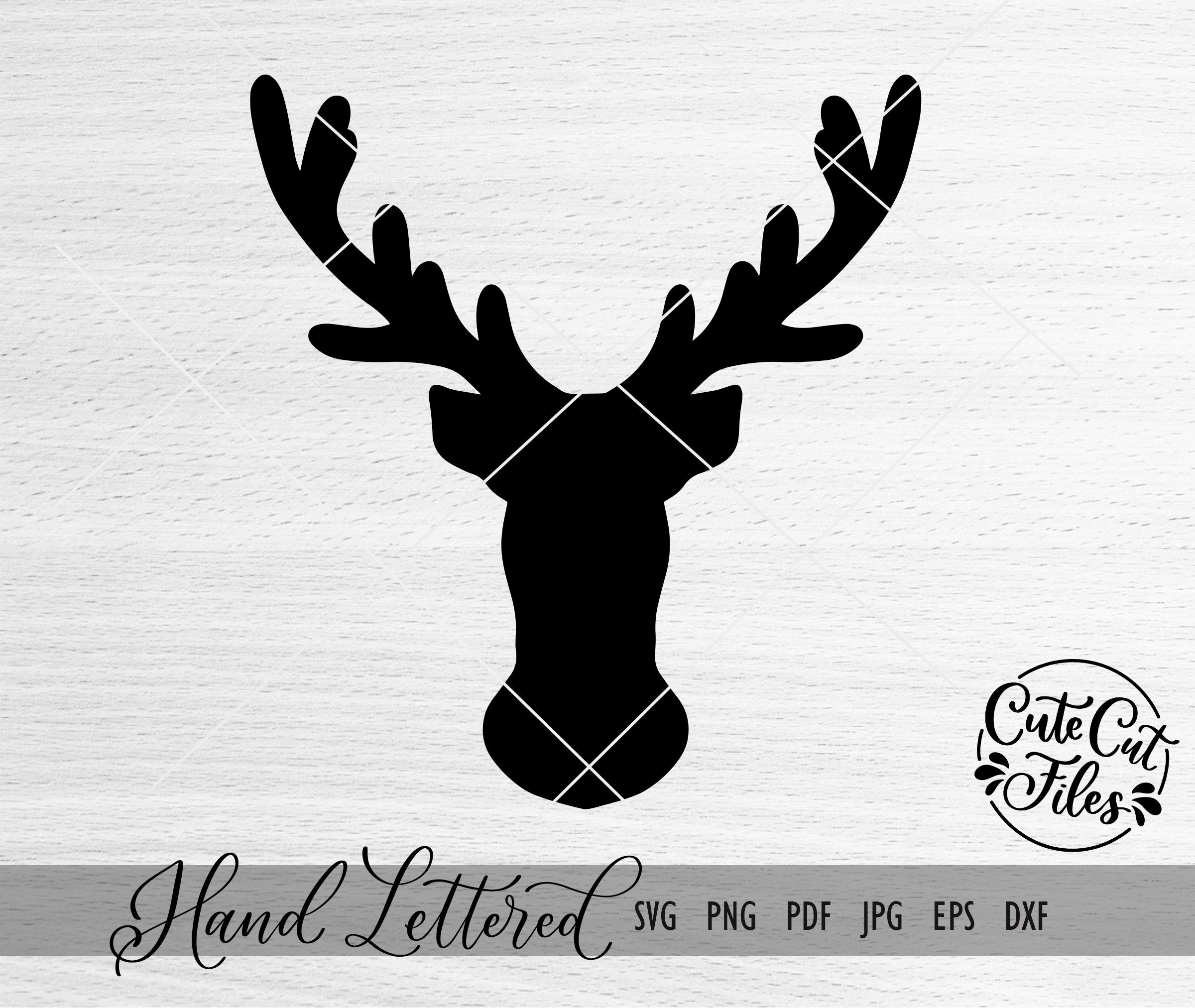 Reindeer Silhoutte SVG PNG DXF Reindeer Head Clipart - Etsy