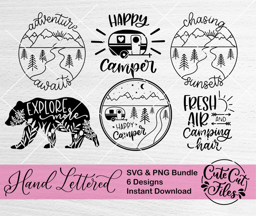 Camping Bundle SVG PNG | Adventure Awaits Svg | Camp Hair Svg | Explore ...