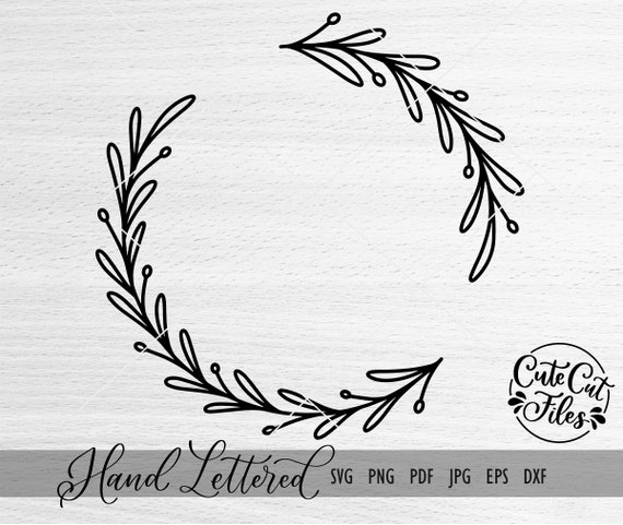 Krans SVG Lauwerkrans SVG Handgetekende krans SVG Hand - Etsy België