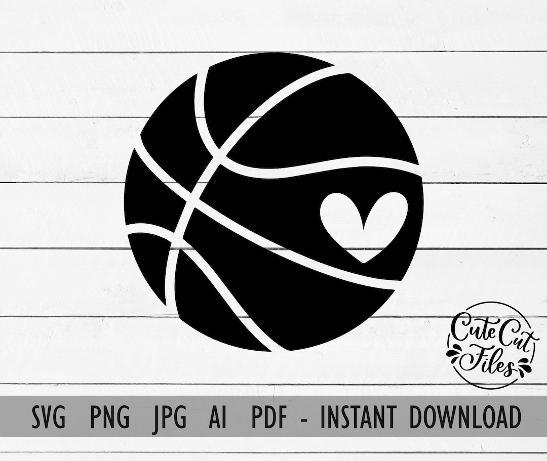 Basketball Heart SVG PNG JPG | Basketball Cut File | Basketball Clipart ...