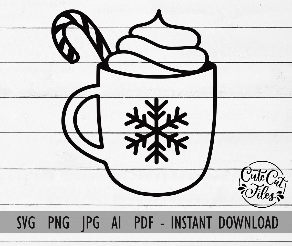 Hot Cocoa SVG PNG | Hot Cocoa Outline Svg | Hot Chocolate Svg | Hot ...