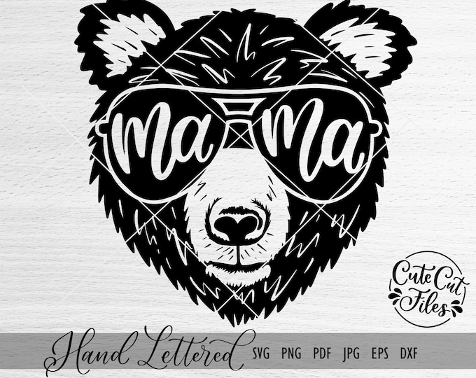 Mama Bear Svg, Mama Bear Face Svg, Bear With Glasses Svg, Mama Bear ...
