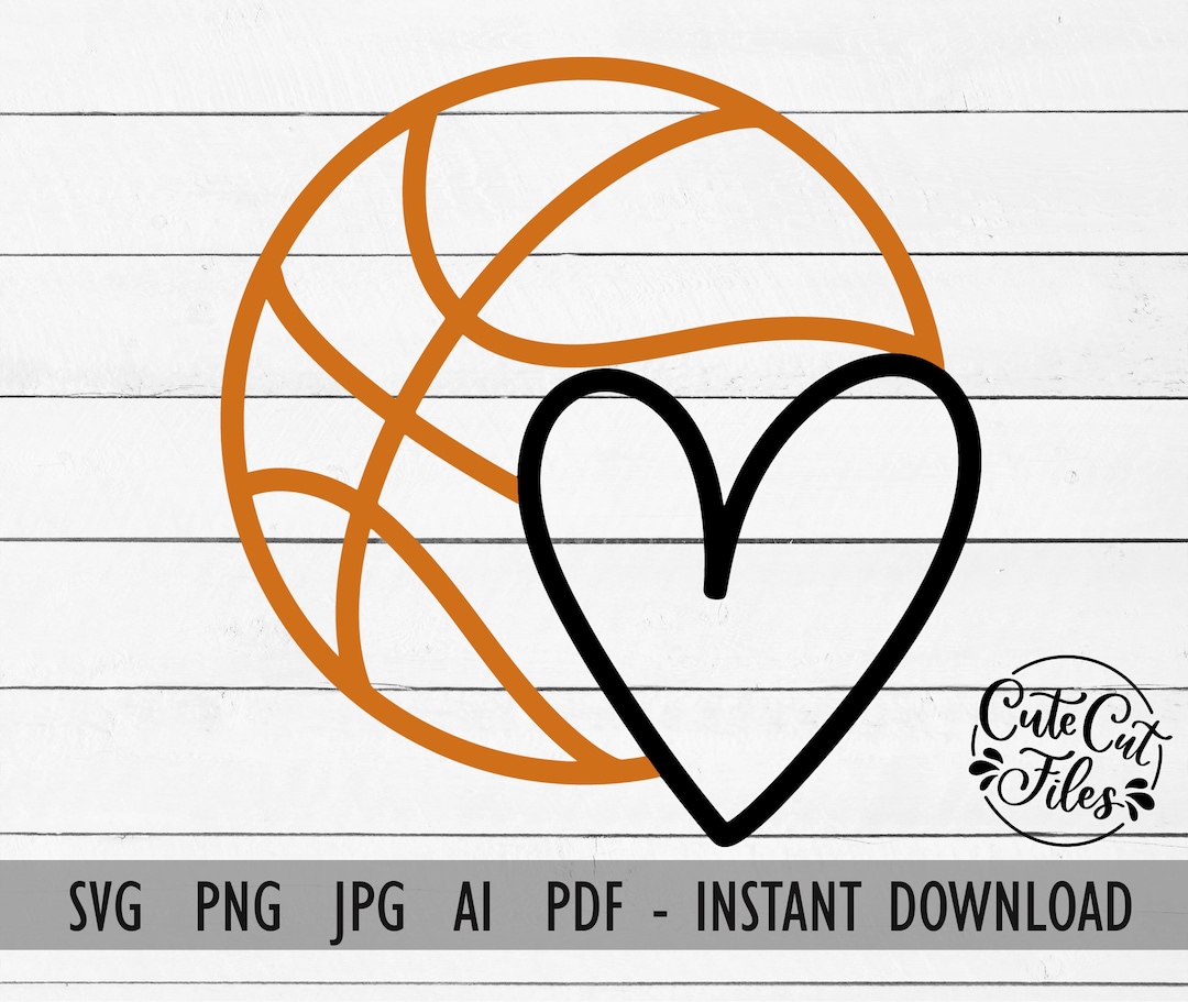 Basketball Outline Heart SVG PNG | Basketball Cut File | Basketball ...