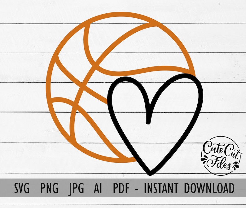 Basketball Outline Heart SVG PNG Basketball Cut File - Etsy
