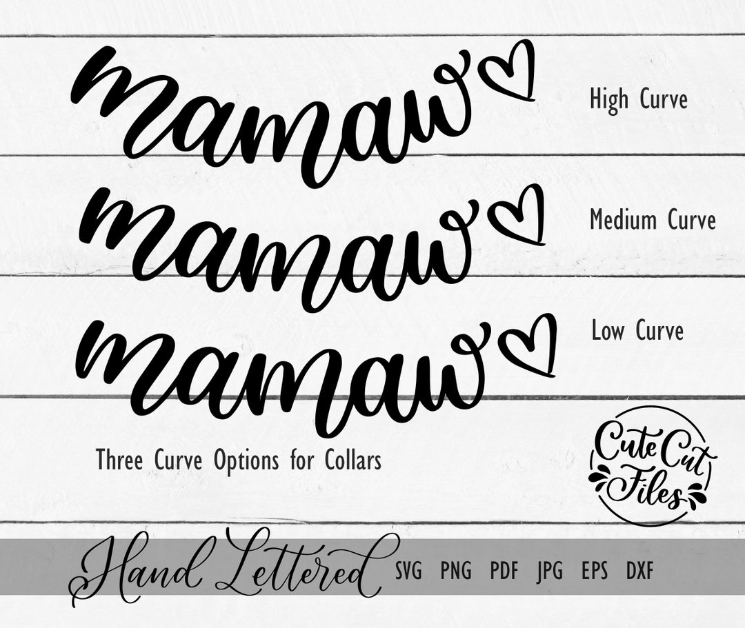 Mamaw Curve Collar SVG PNG | Mamaw Collar SVG | Curved Grandma Collar ...