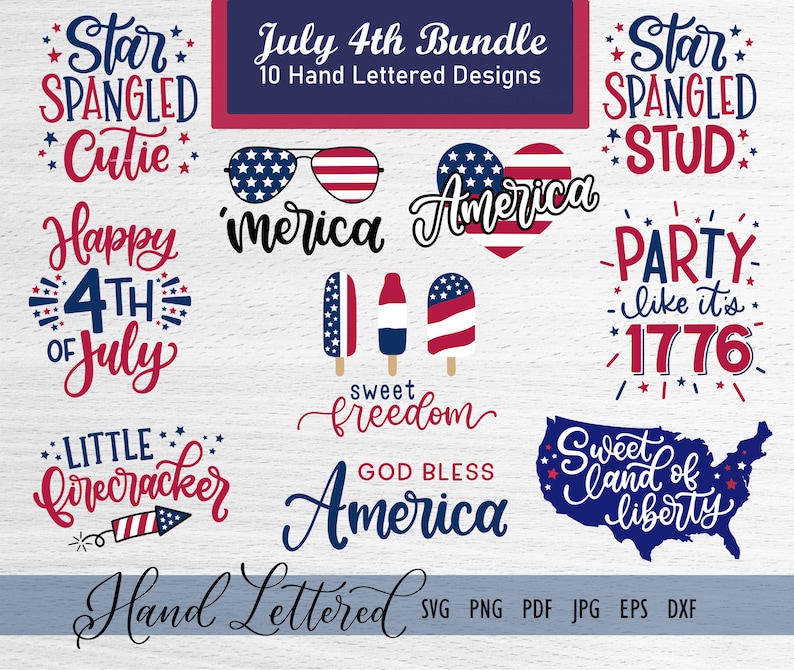 July 4th Bundle SVG PNG DXF | 4th of July Svg Bundle | Patriotic Bundle ...