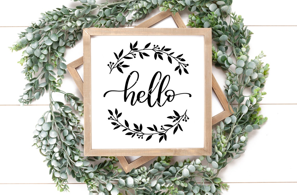 Hello Wreath SVG DXF PNG Hello Cut File Hello Clipart - Etsy