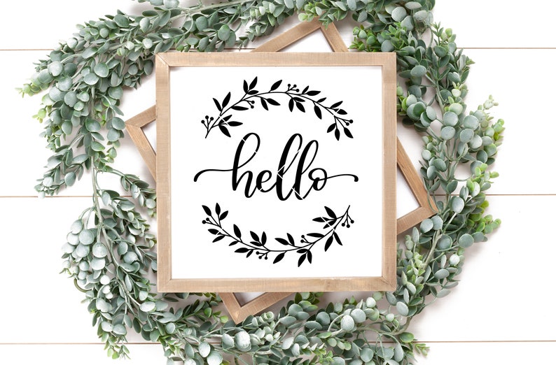Hello Wreath SVG DXF PNG Hello Cut File Hello Clipart - Etsy