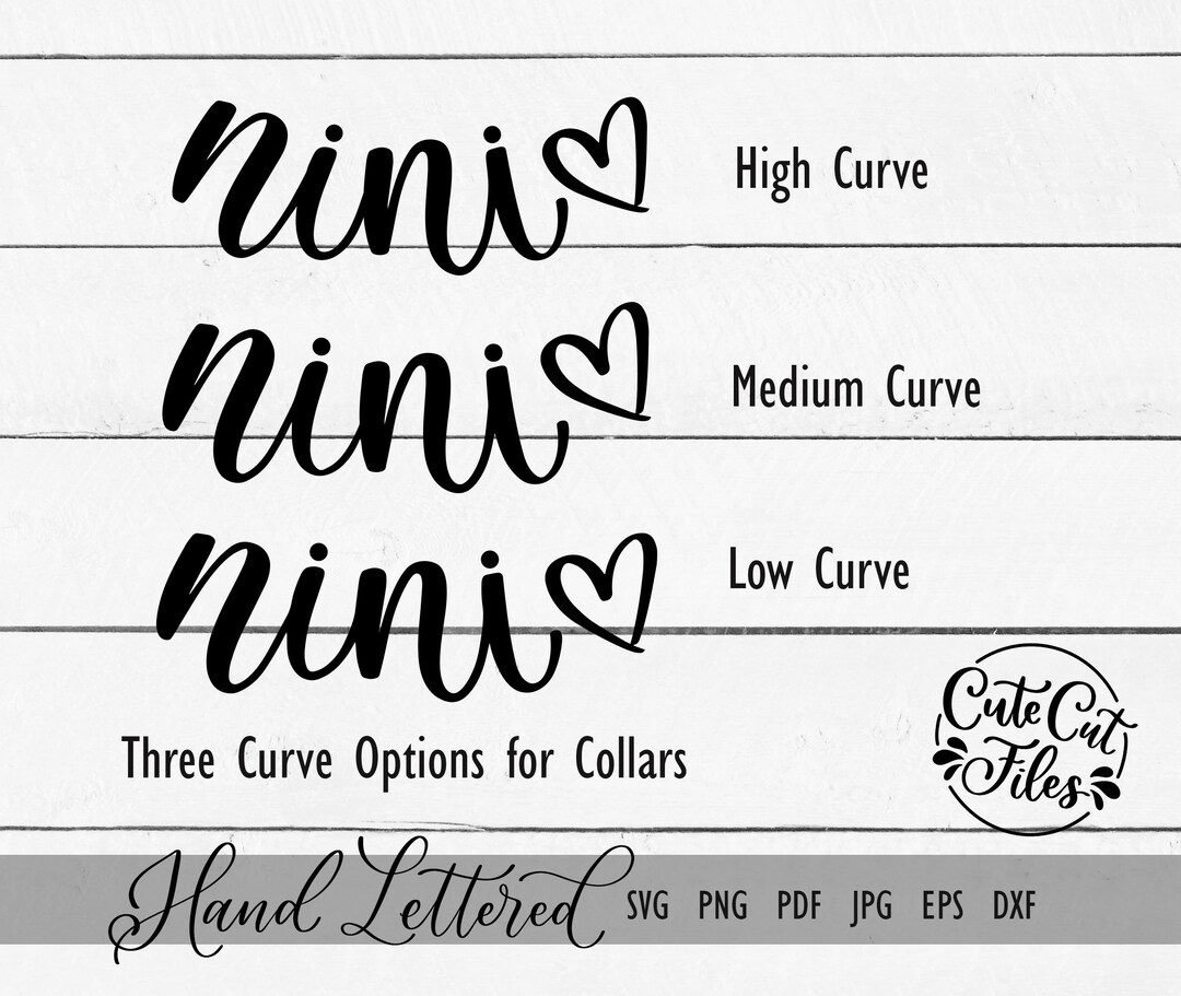 Nini Collar SVG PNG DXF | Curved Nini | Nini Cut File | Grandma Svg - Etsy