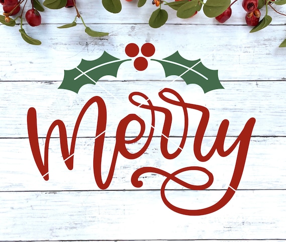Merry SVG PNG DXF Merry Christmas Svg Hand Lettered Svg | Etsy