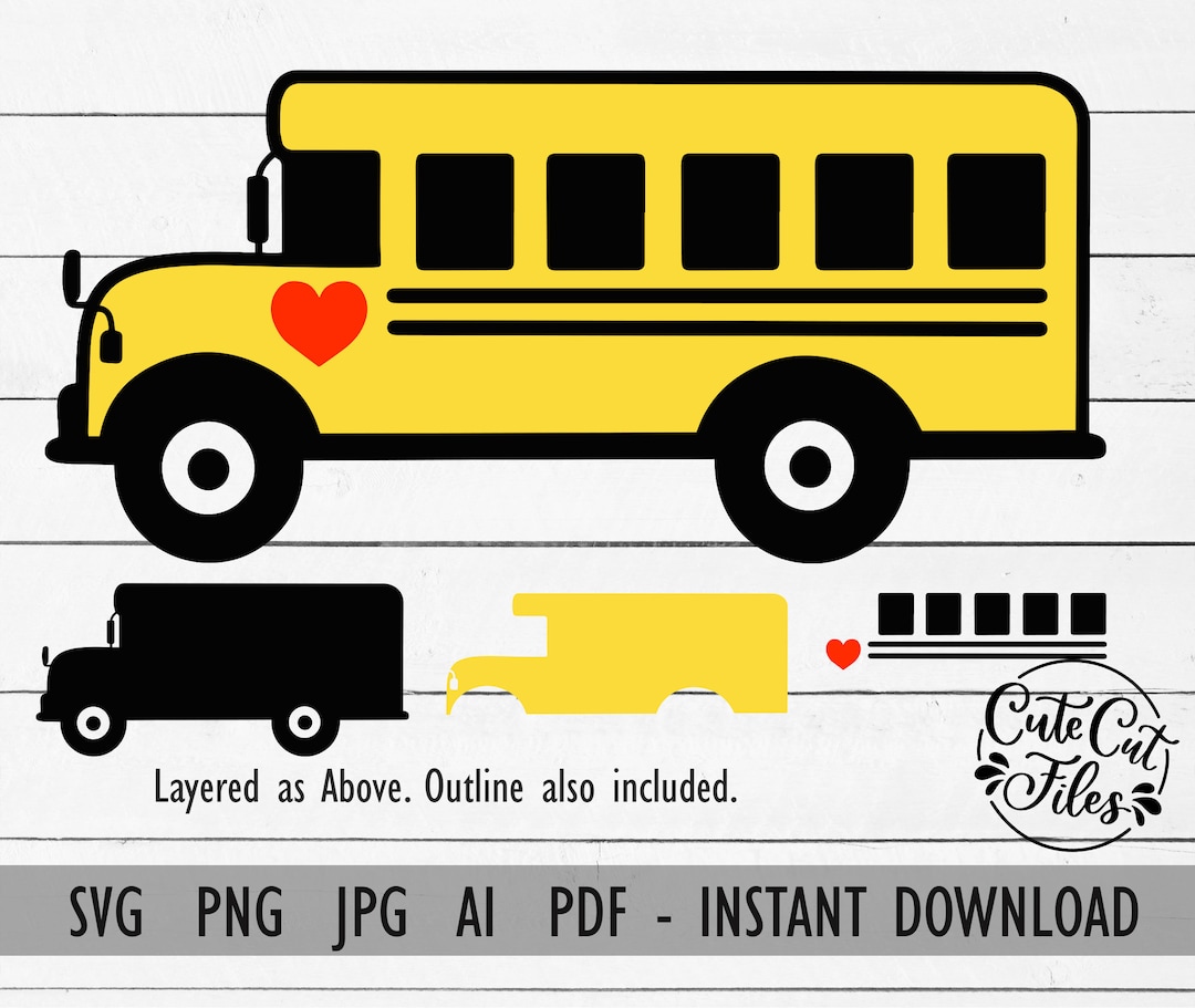 School Bus SVG PNG AI | School Clipart | School Bus Cut File | Yellow ...