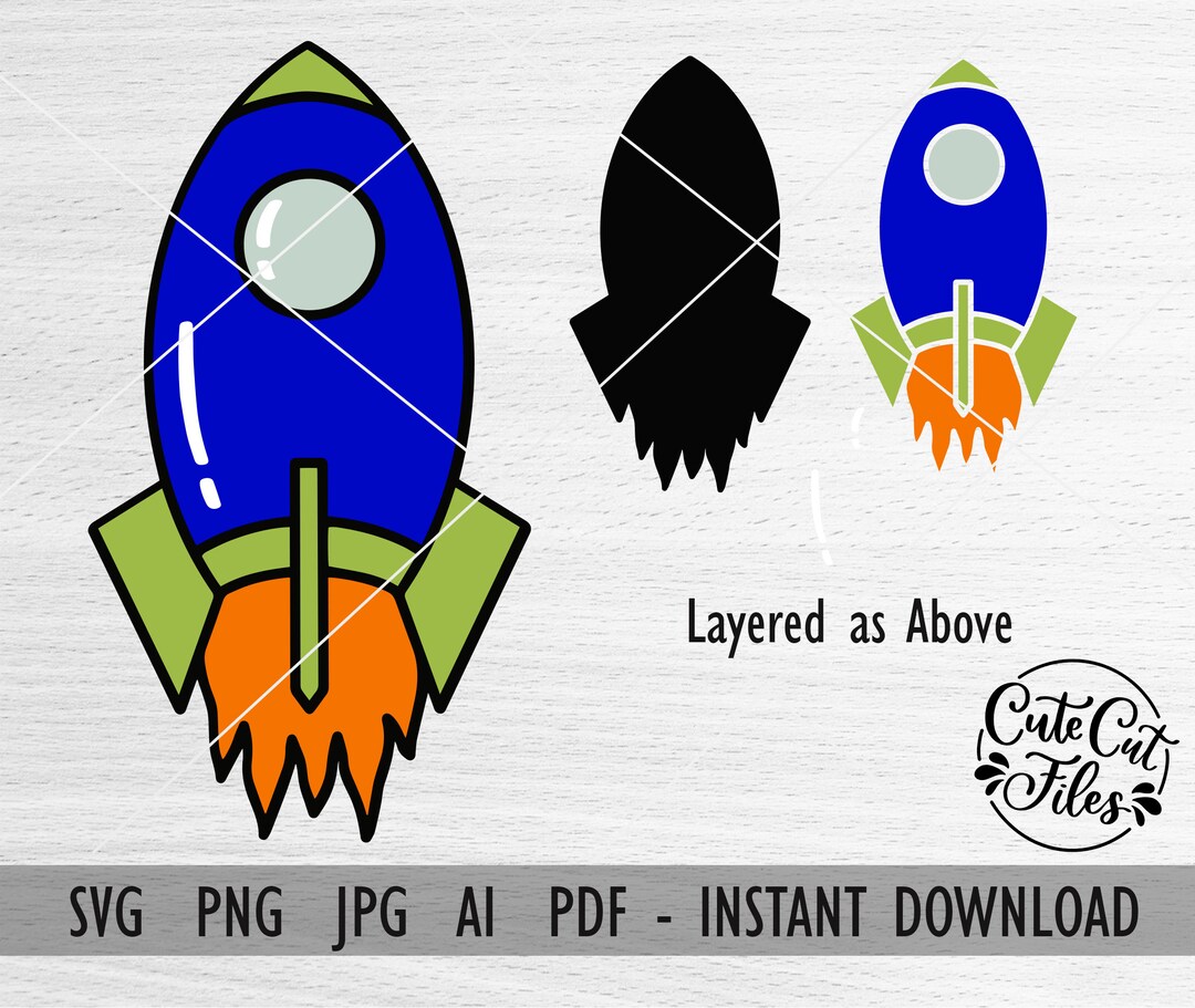 Rocketship SVG PNG DXF | Rocket Ship Clipart | Space Shuttle Clipart ...